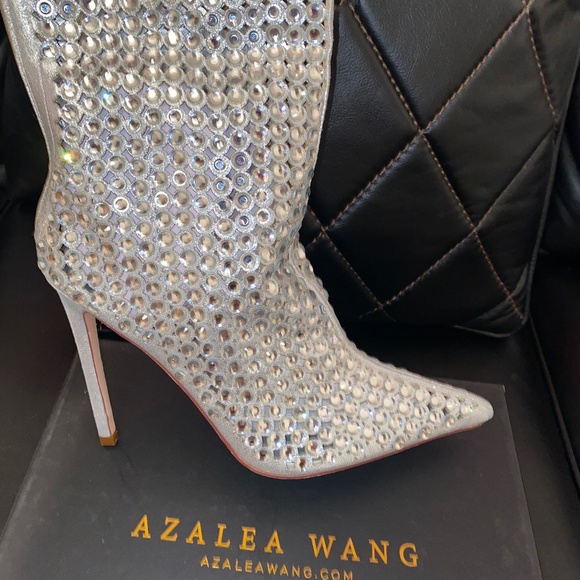 Azalea Wang | Shoes | Womens Azalea Wang Embellished High Heel Booties | Poshmark